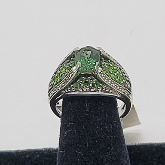JTV/HSN | Jewelry | Womens 925 Silver With Green Stones Ring | Poshmark